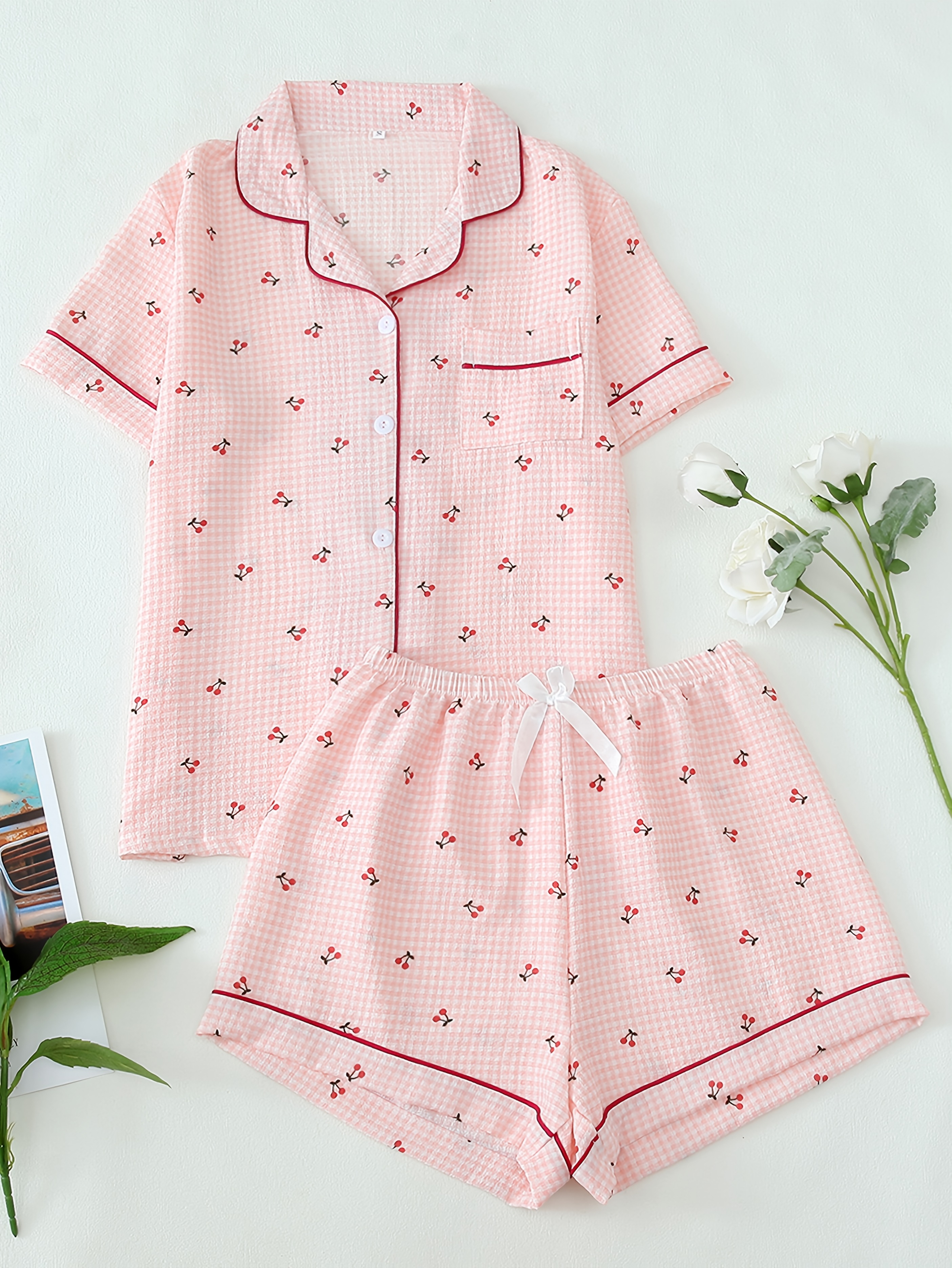 cherry pajama set sold on Temu United States