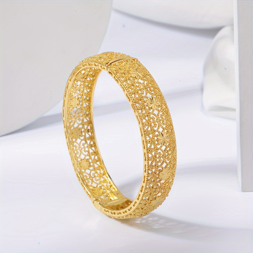 Snowflake Pattern Bangle Bracelet Golden Color Hand Bangle - Temu Philippines