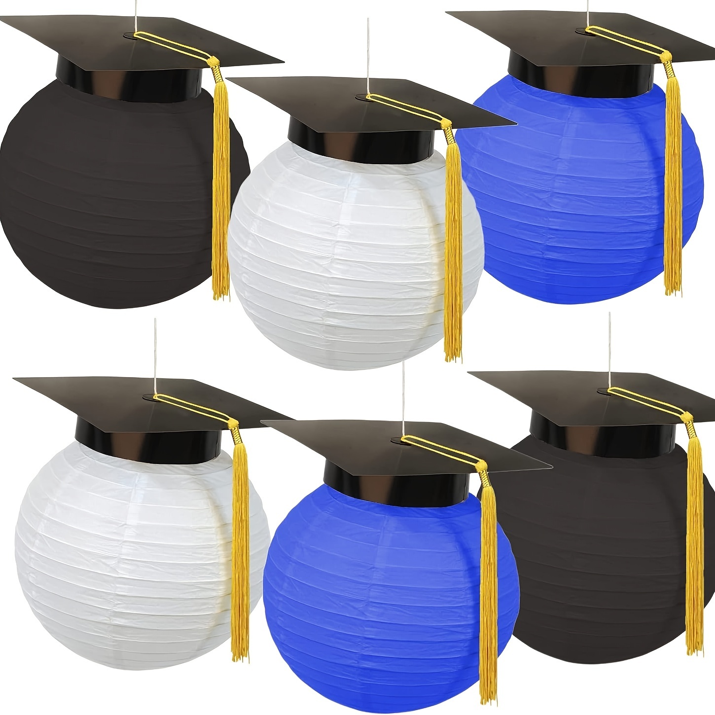 Grad Paper Lanterns black White Blue Graduation Hanging - Temu