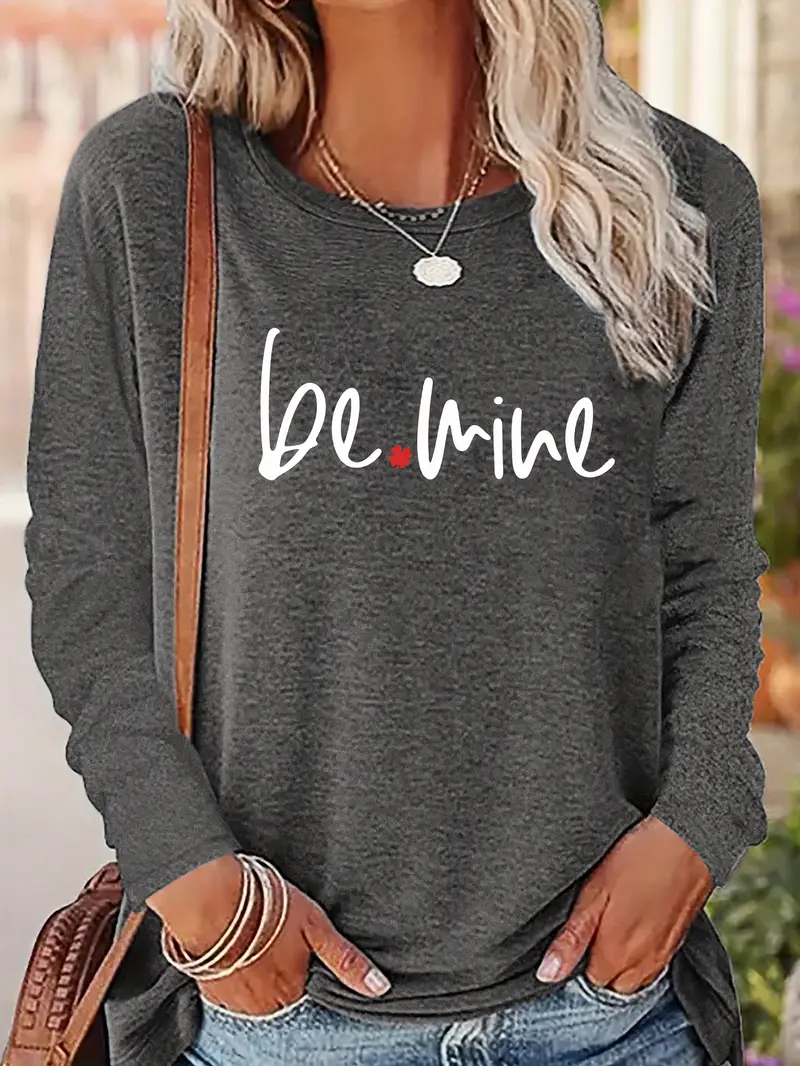 Letter Print T Shirt Long Sleeve Crew Neck Casual Top Spring Temu Canada