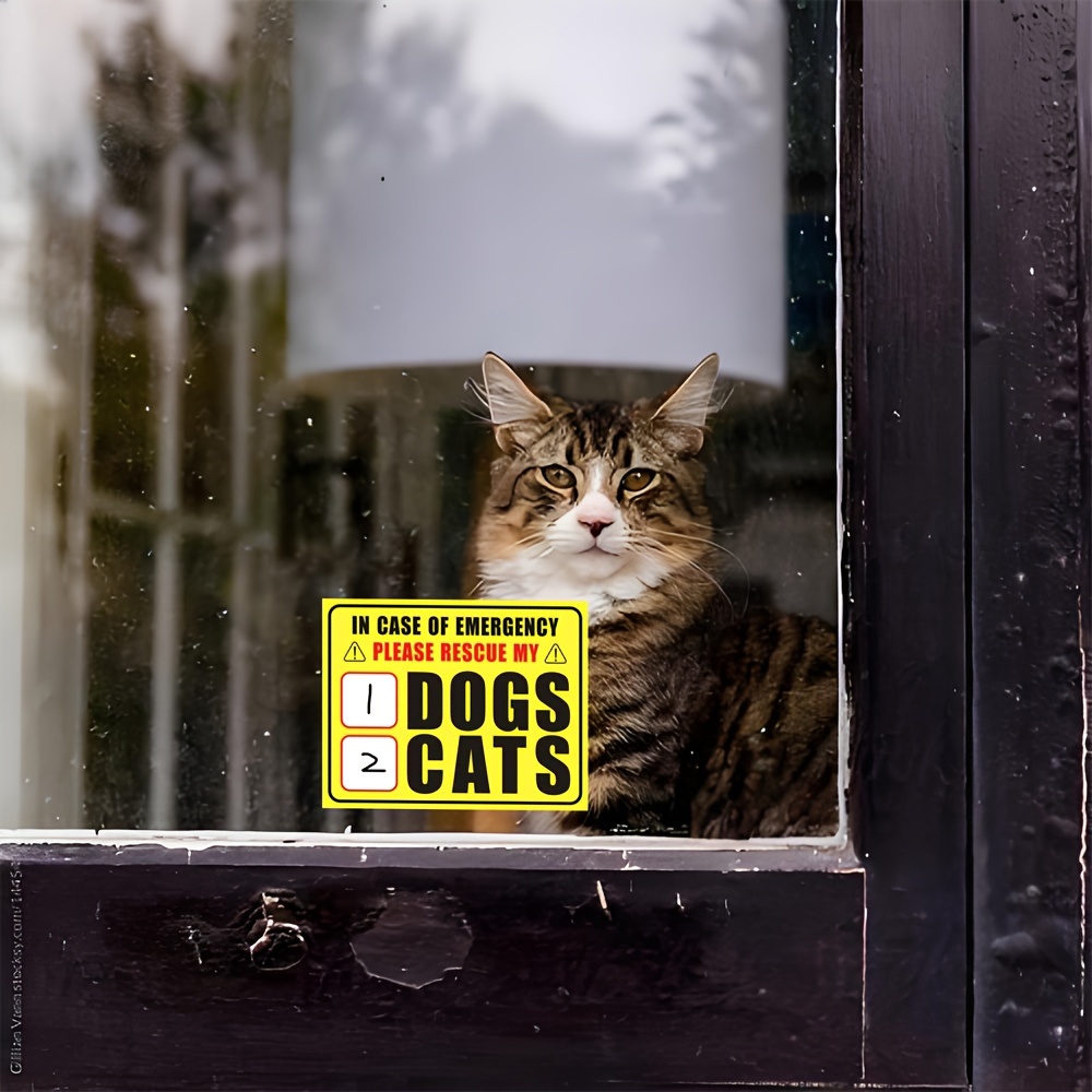 Pet Alert Safety Stickers Fire Rescue Warning Signs Cats - Temu Japan