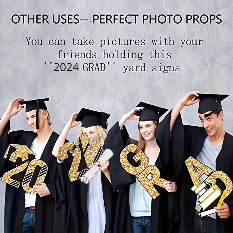 Golden "2024 Grad" Sign Stakes Graduation Decorations Garden - Temu Canada