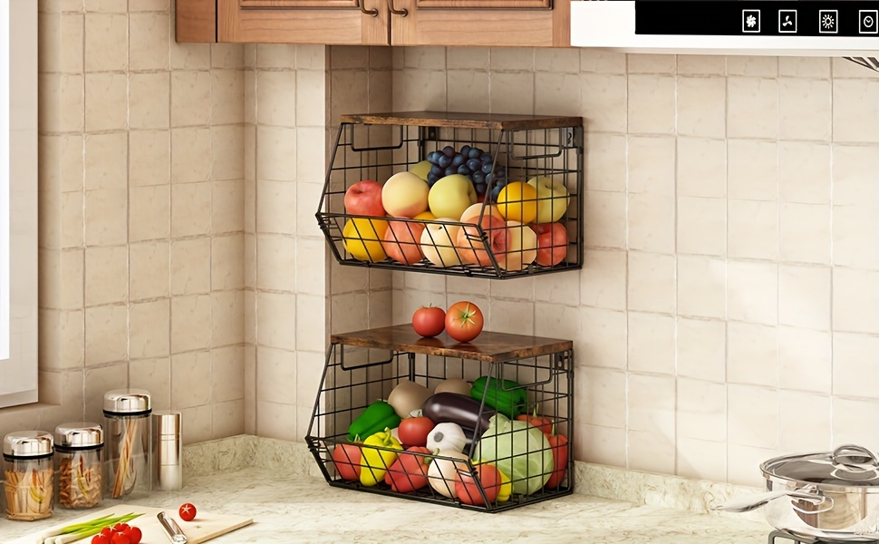 Stackable Fruit Basket Kitchen Counter Wall mounted - Temu