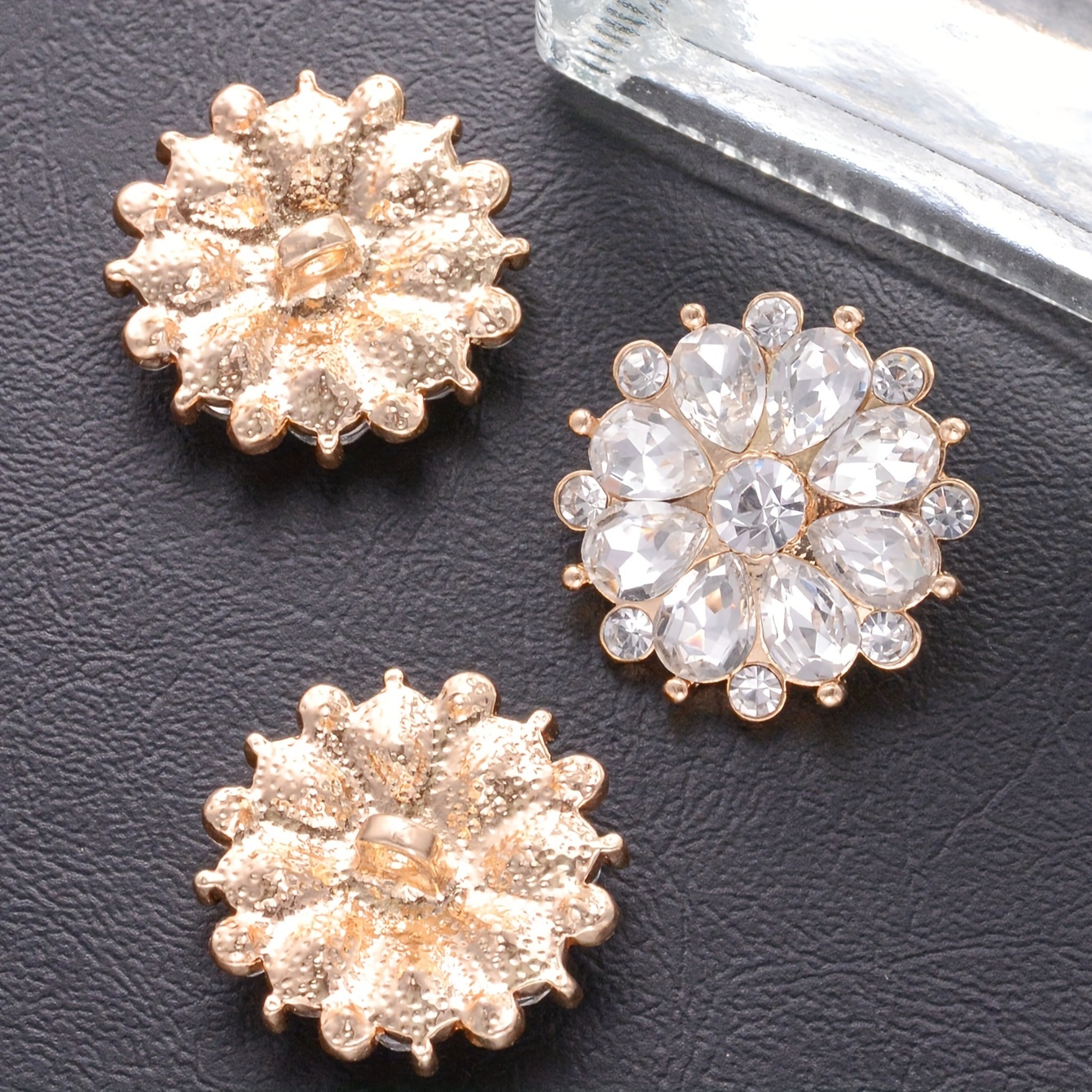 2pcs sunflower shape buttons decorative buttons inlaid buttons for ...