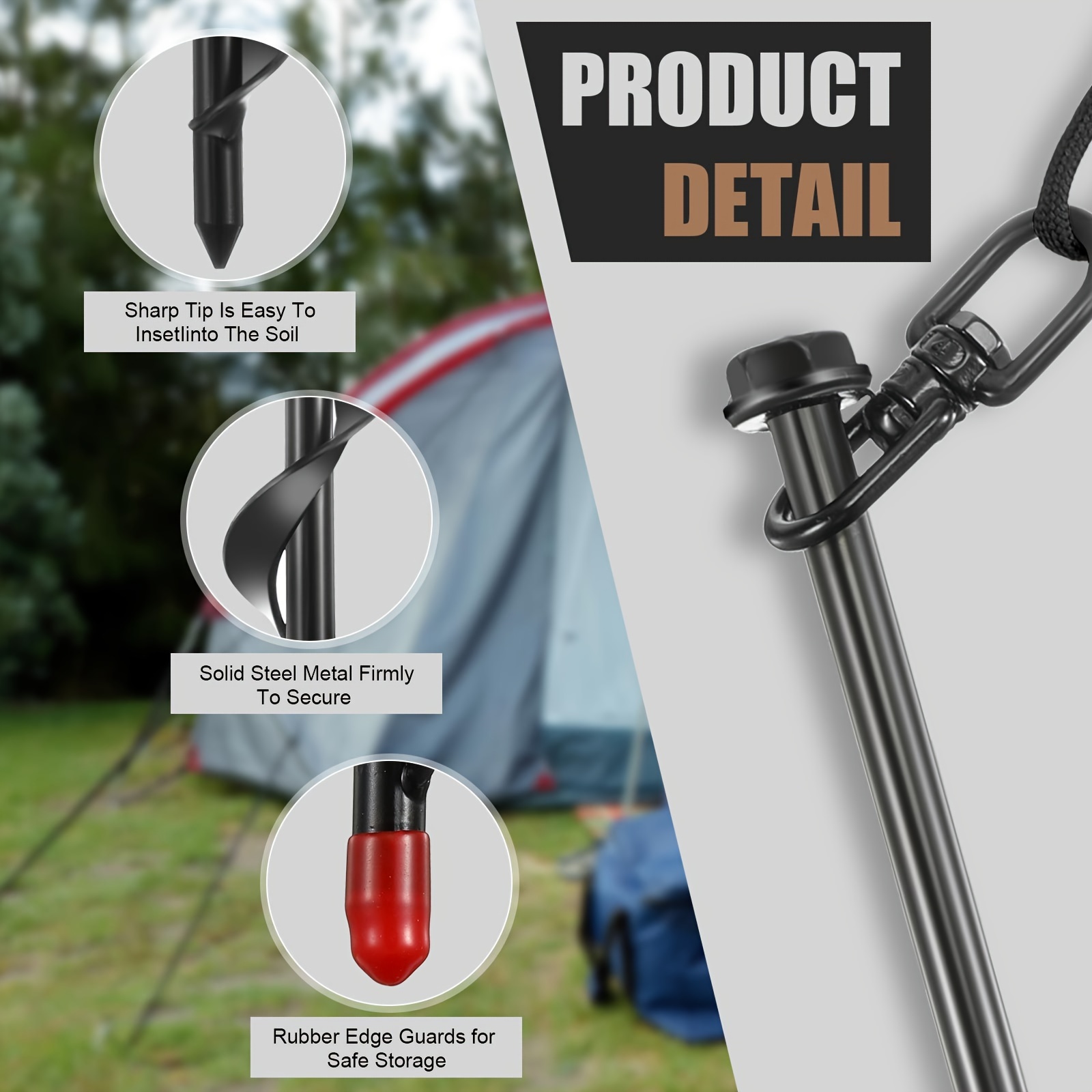 12 inch tent stakes heavy duty screw in ground s high wind camping ...