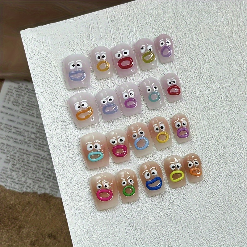 "self stick" 5d Embossed Cute Cartoon Monster Nail Art - Temu