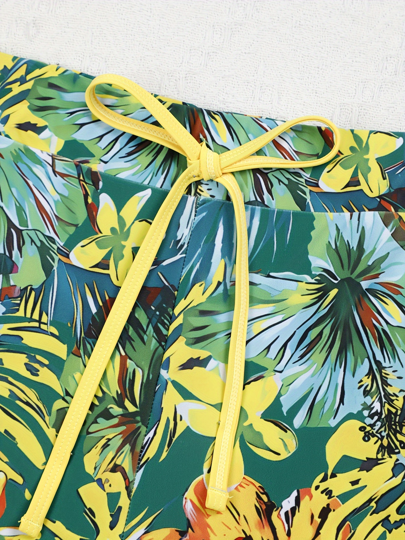 Tropical Print Drawstring Beach Swim Shorts High Stretch - Temu
