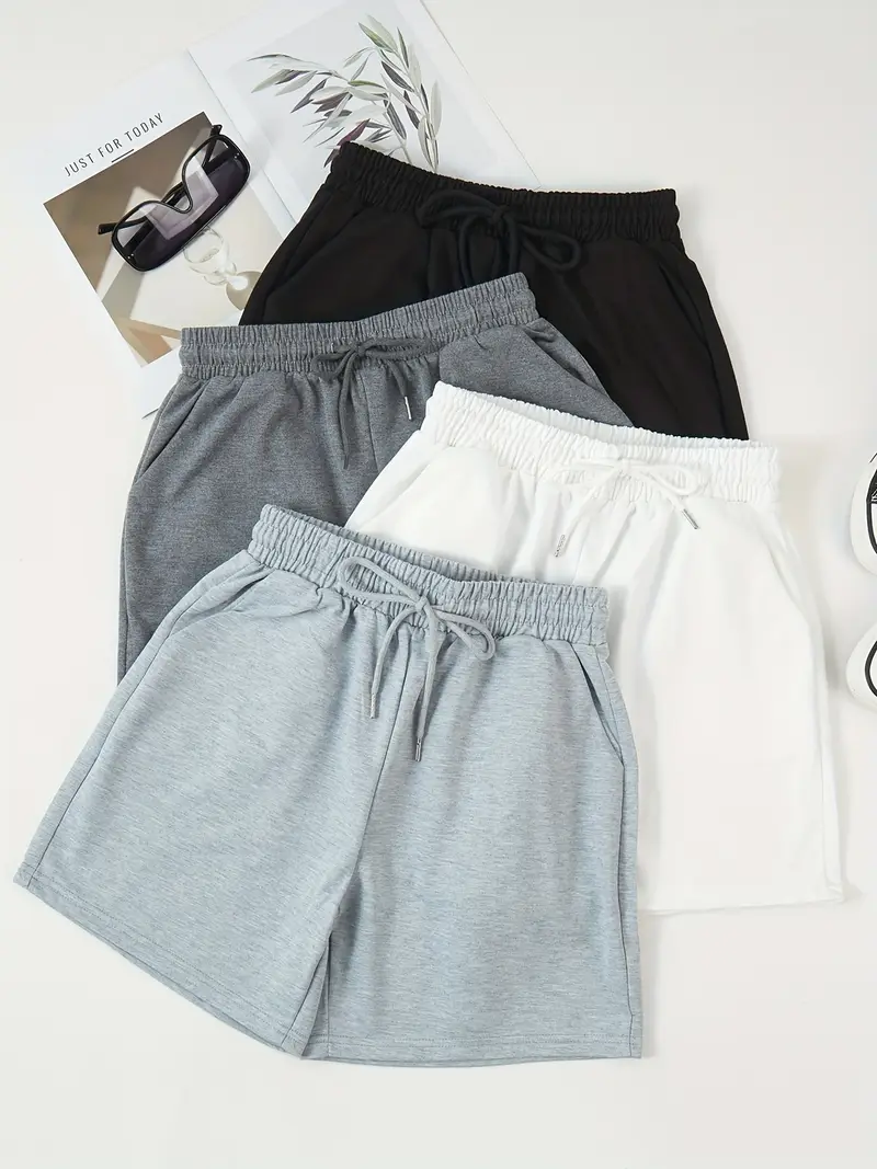 Dual Pockets Drawstring Shorts Casual Sports Shorts Front Temu