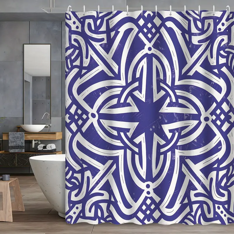 Artistic Geometric Bohemian Shower Curtain With 12 Hooks Waterproof