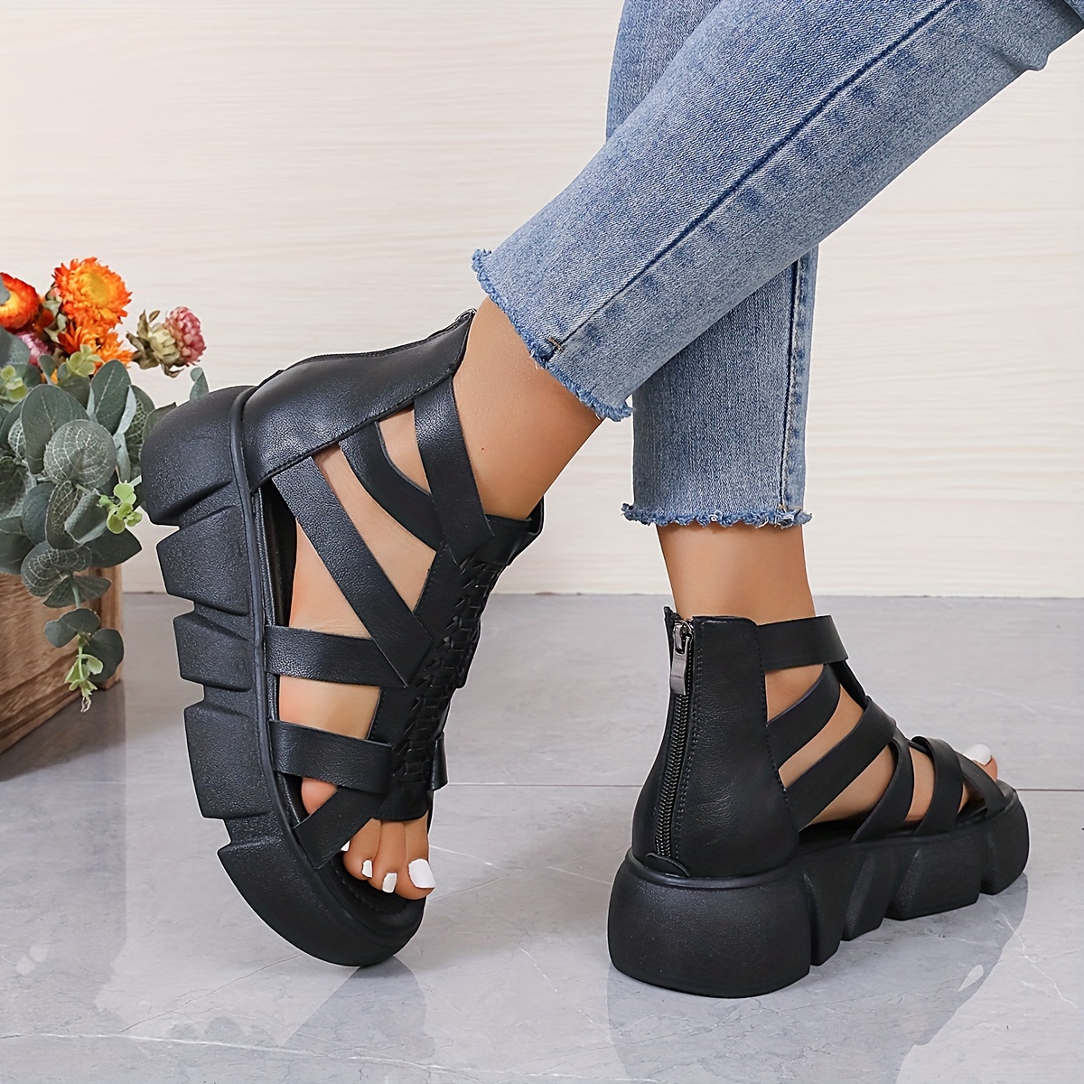 Summer Platform Sandals Women s Comfortable Black Back - Temu