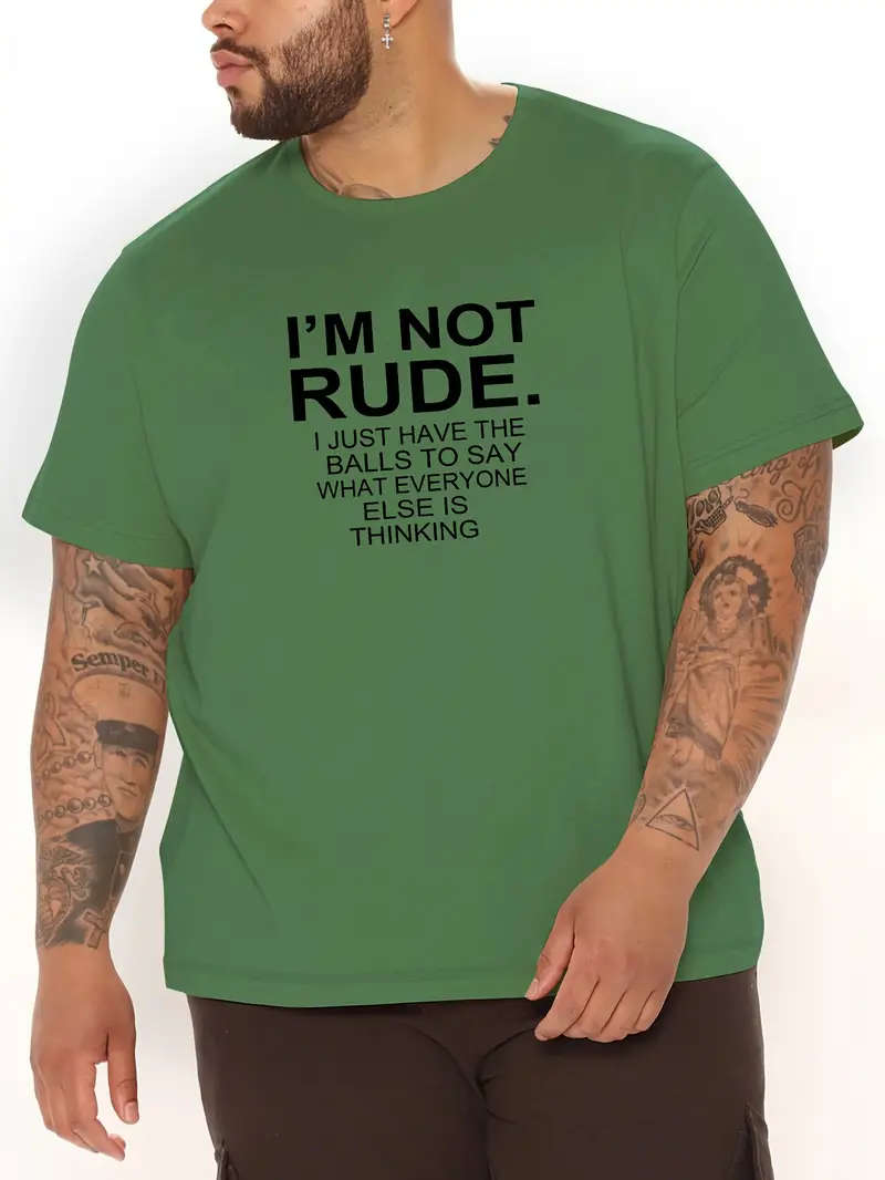 Plus Size M Rude Letter Print Mens Short Sleeve T Shirts Temu New