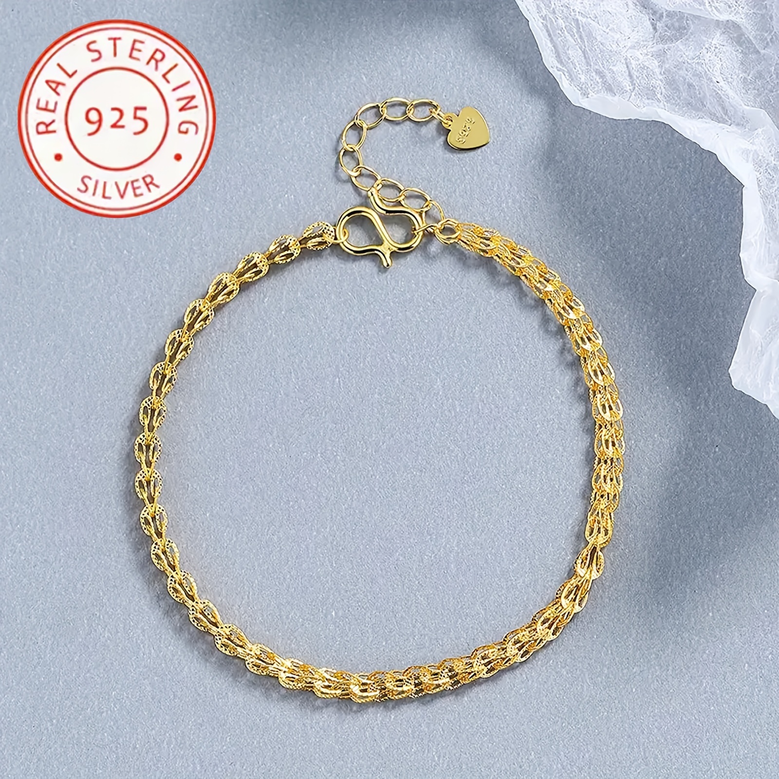 925 Sterling Silver Phoenix Tail Thin Chain Bracelet - Temu United Kingdom