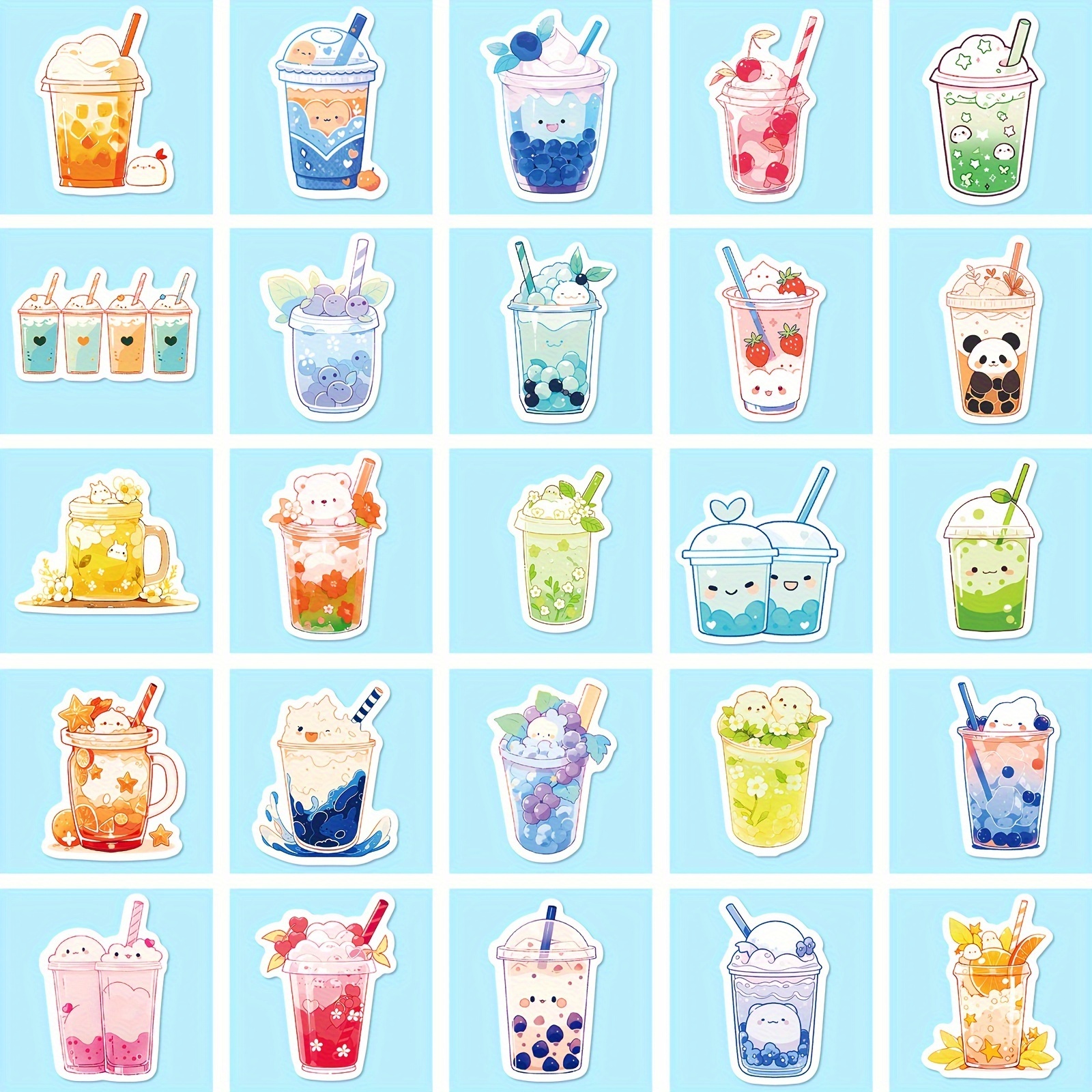 Cute Version Beverage Bottle Stickers Pearl Milk Tea - Temu New Zealand