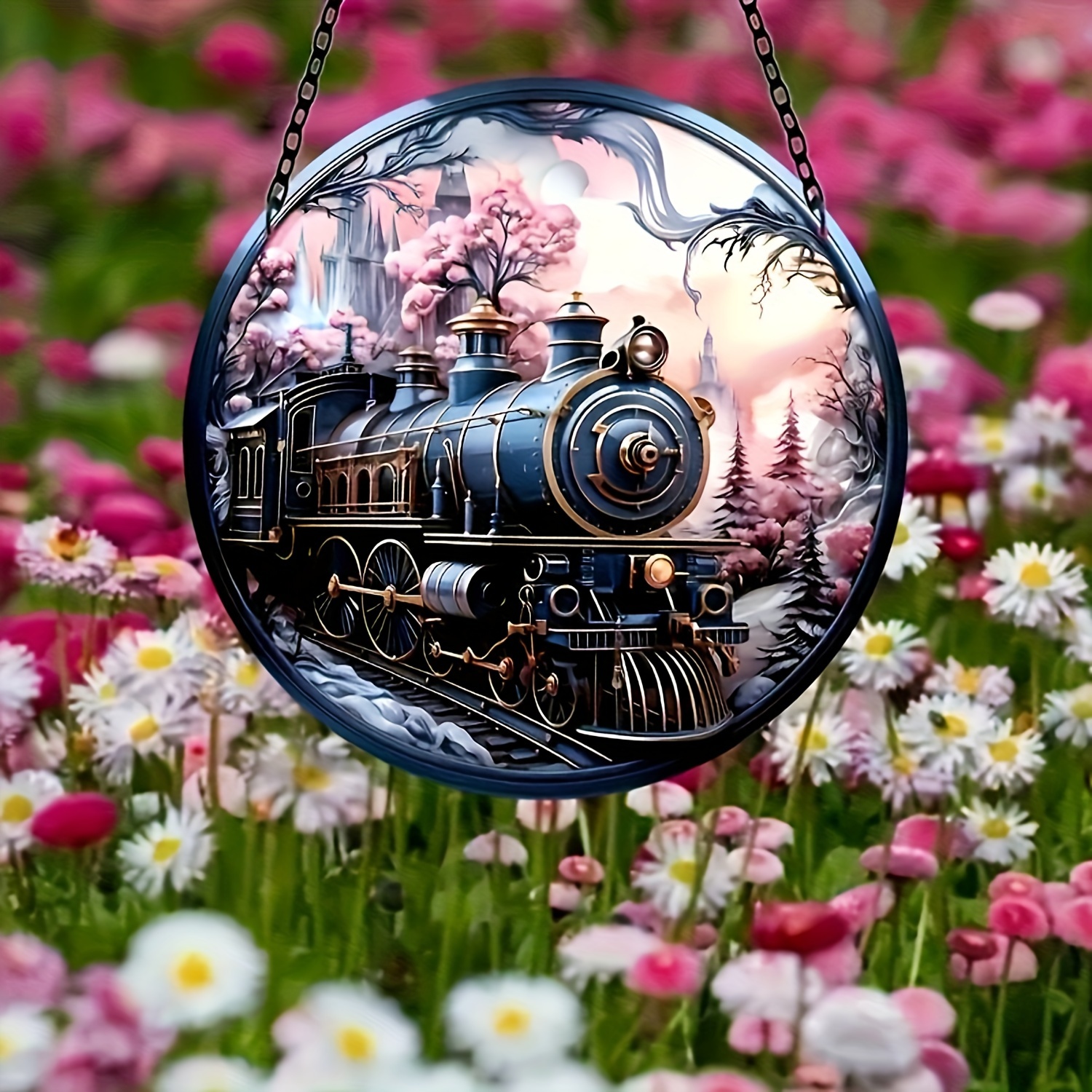 2d Acrylic Train 3d Visual Effect Pattern Suncatcher Sun - Temu Australia