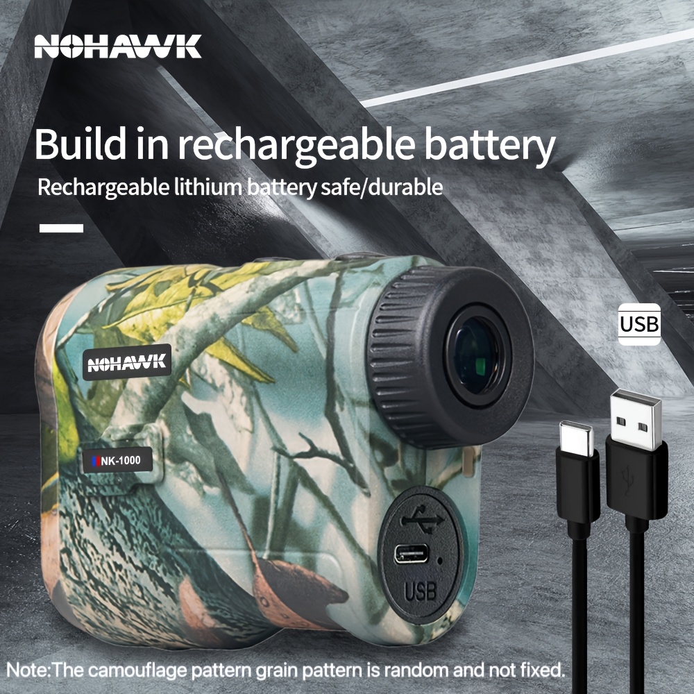 NOHAWK Rechargeable Multifunctional 1000m Laser Hunting Rangefinder ...