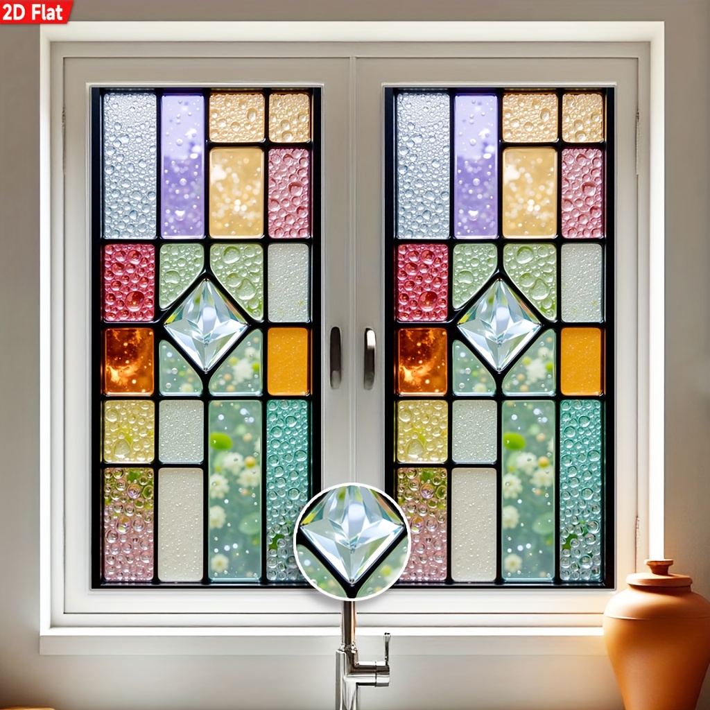 stained glass stick on window film sold on Temu New Zealand