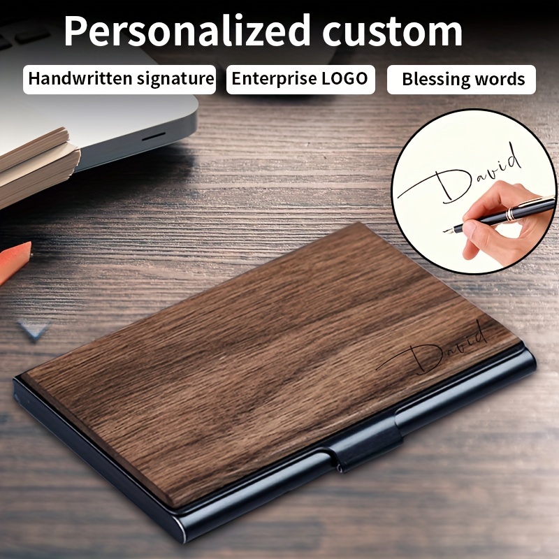 Customized Business Card Holder Engrave Handwritten - Temu Canada