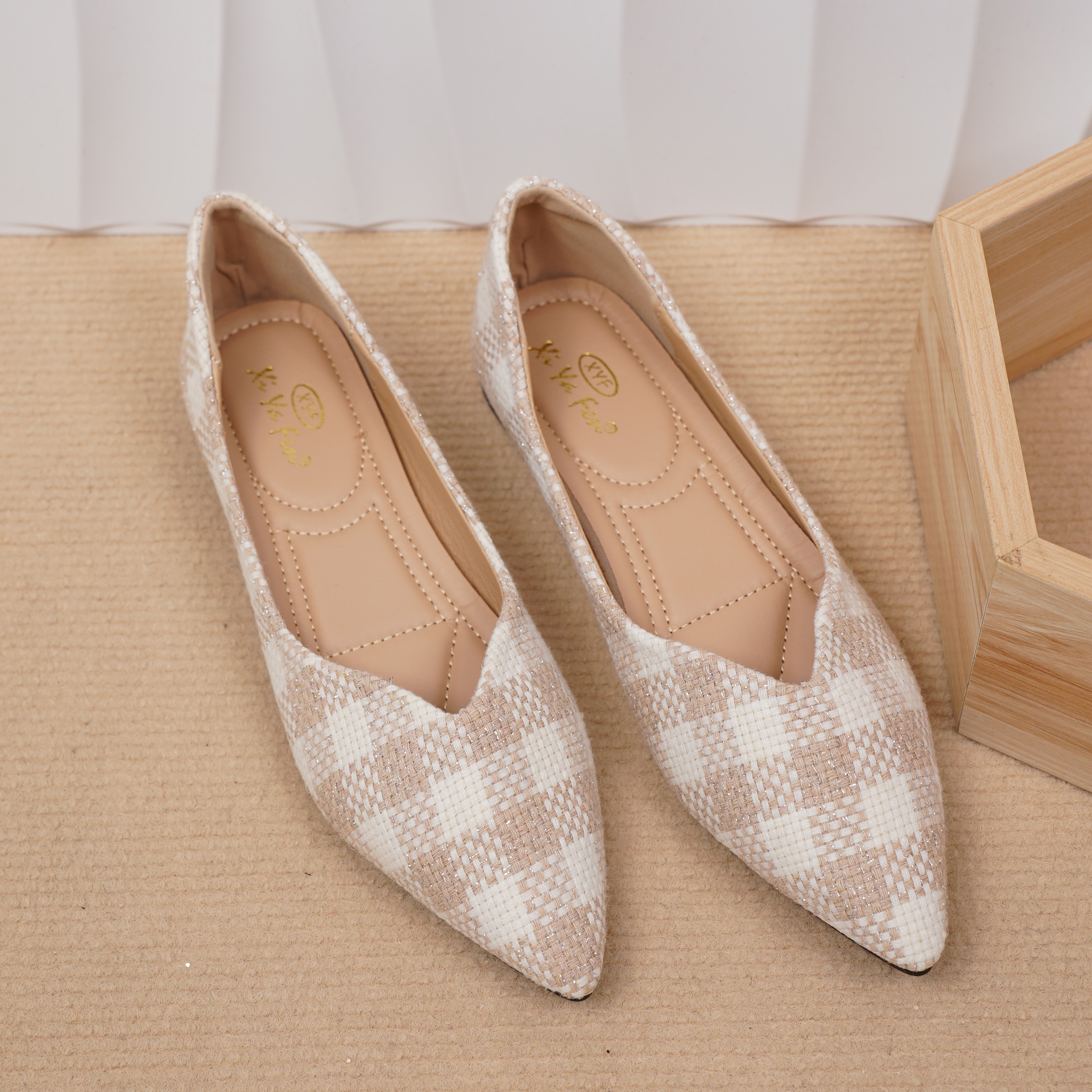 Women's Plaid Print Elegant Flats Slip Lightweight Soft Sole - Temu ...