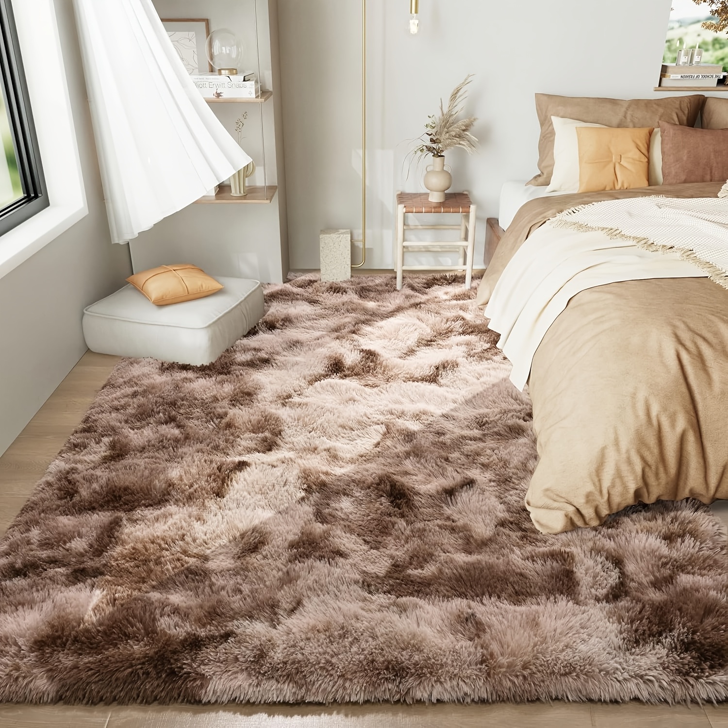 luxurious fluffy rainbow area rug soft furry rug cute - Temu