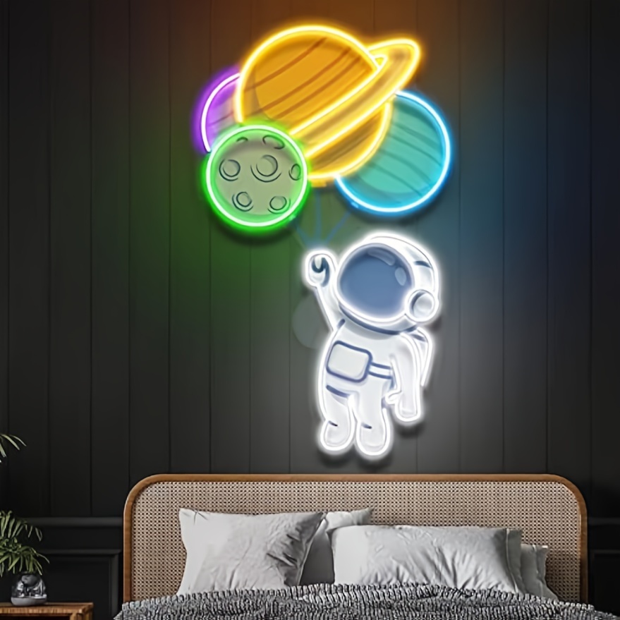 Neon Signs Balloon Astronaut Custom Artwork Neon Sign Wall - Temu