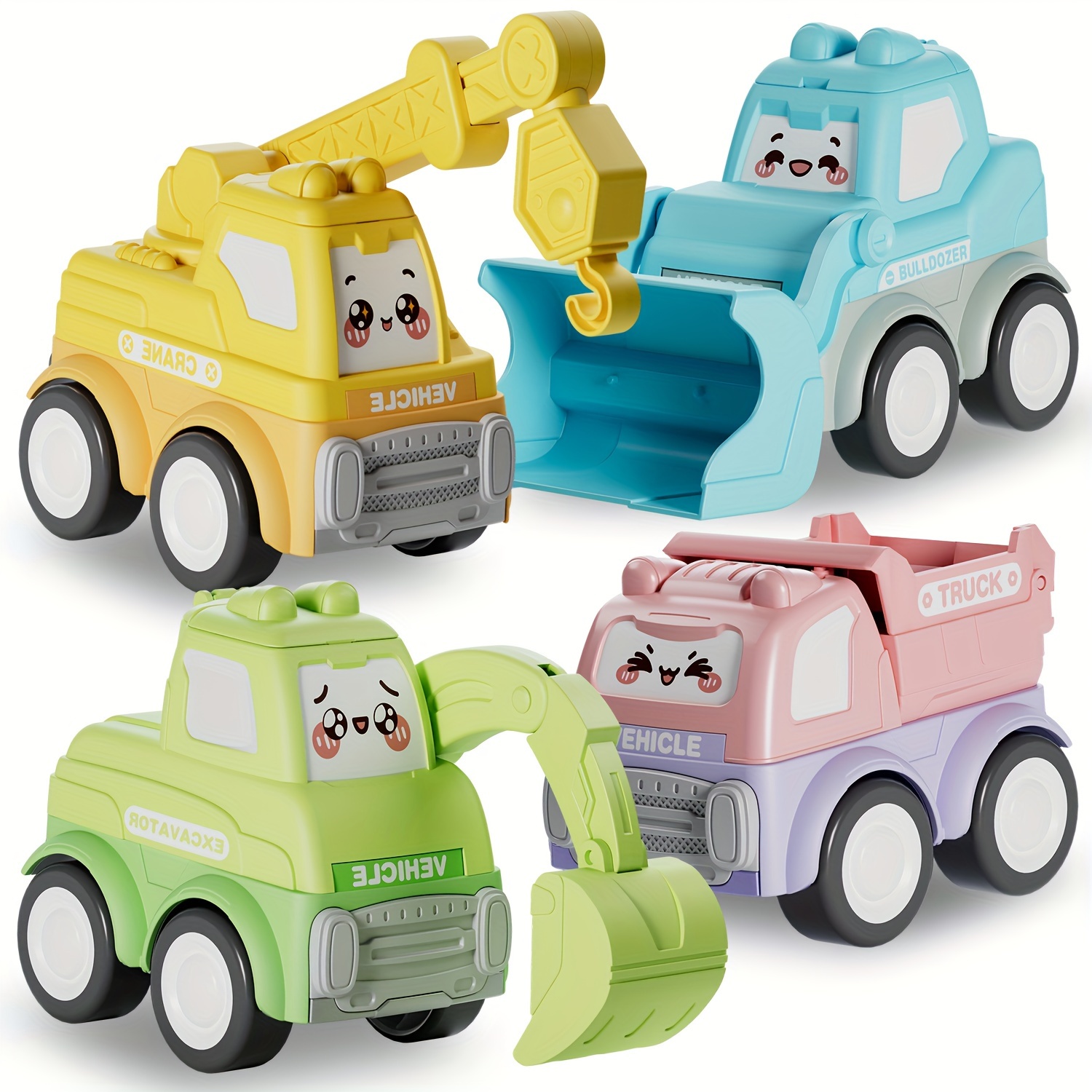 4-piece Friction Powered Construction Vehicle Toy Set, Early ...