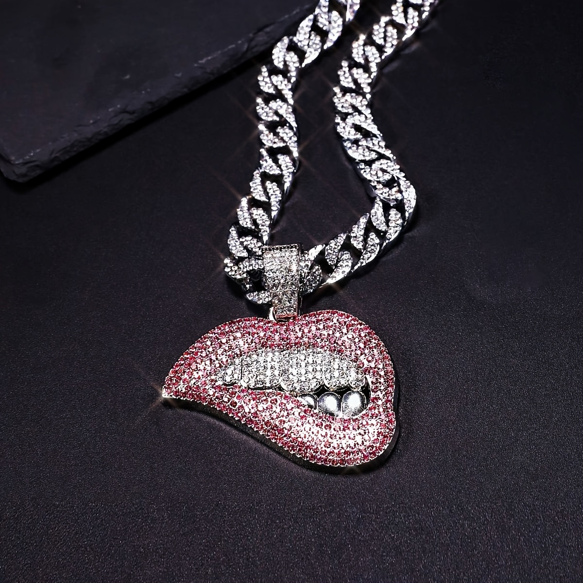 Sexy Hot Lip Biting Lip Pendant Ladies Hip Hop Cuban - Temu