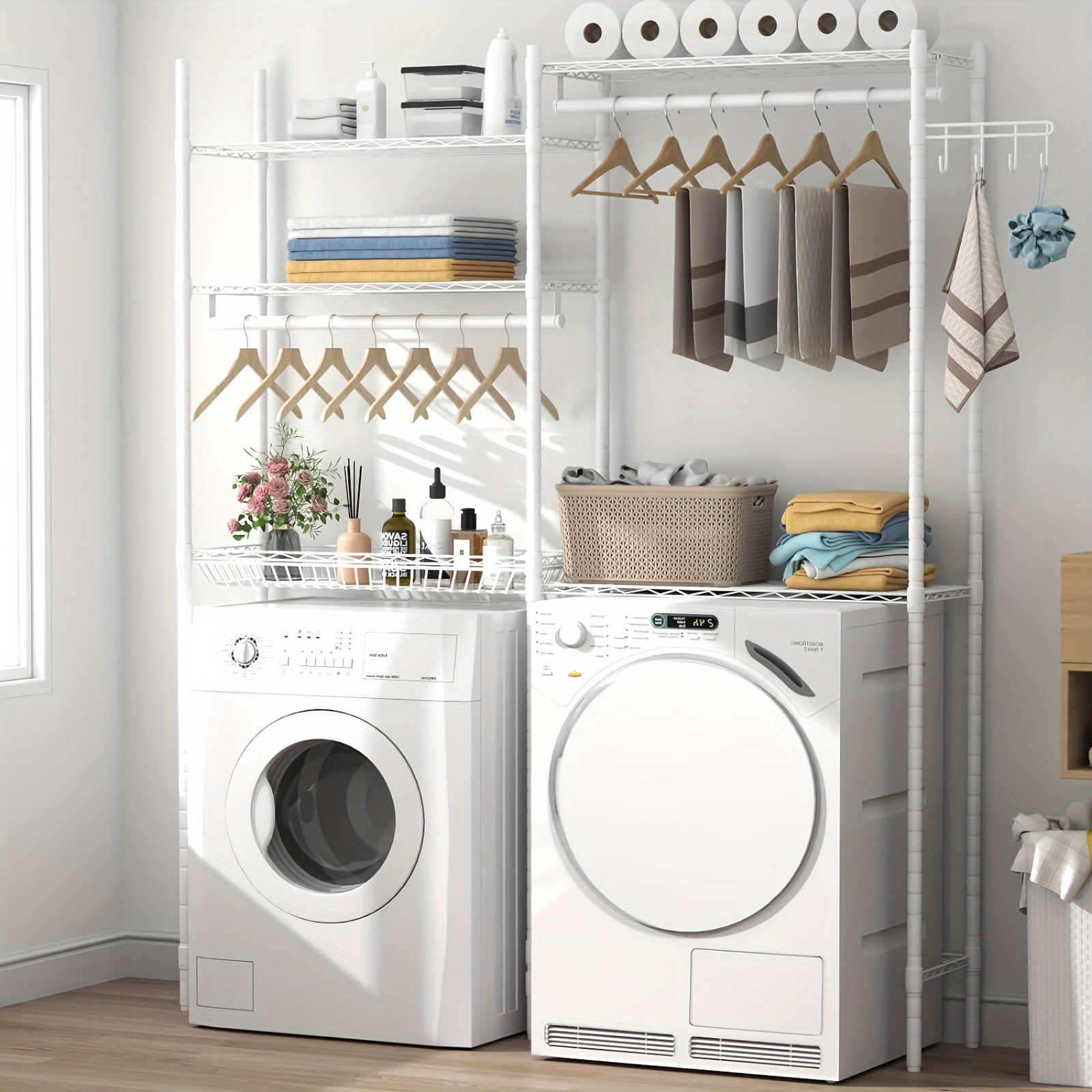 1pc Clothes Drying Rack, Storage Shelf Over The Washer And Dryer ...