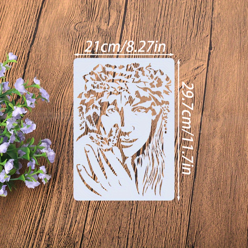A4 Size Painting Stencils Wreath Big Eyes Beautiful Girl - Temu United ...