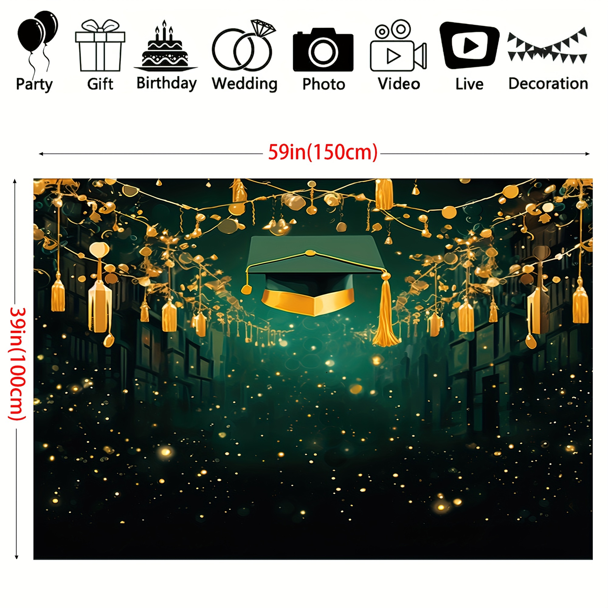 Green Golden Graduation Backdrop Class 2024 Graduation Party - Temu