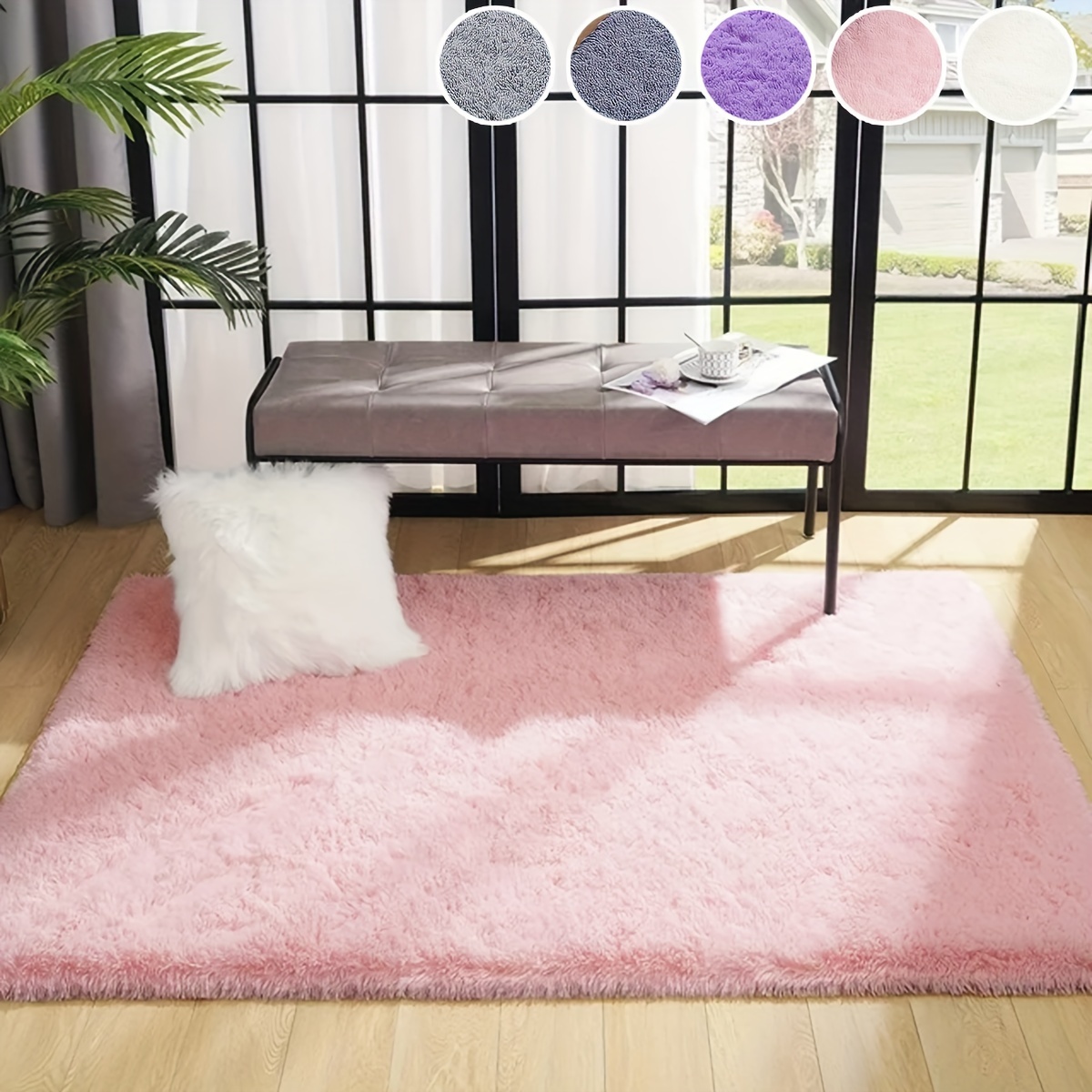 Simple Solid Color Plush Rug Foot Feeling Furry Easy manage - Temu Denmark
