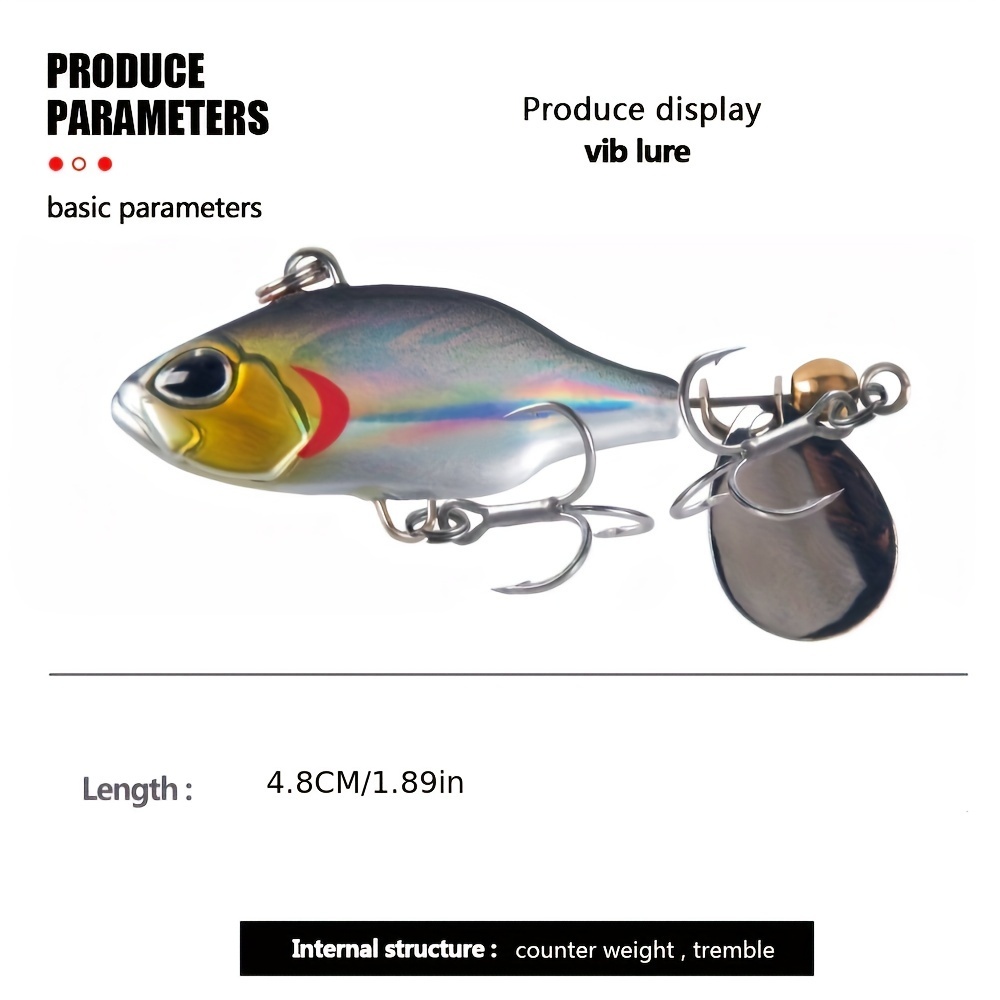 1pc Rotating Metal Vib Vibration Bait Spinner Spoon Fishing Lure, 1 ...