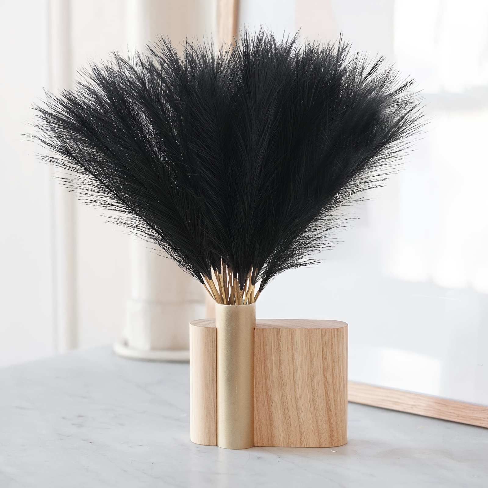 16 Pieces Of High Quality Artificial Black Pampas Grass For Home Decor ...