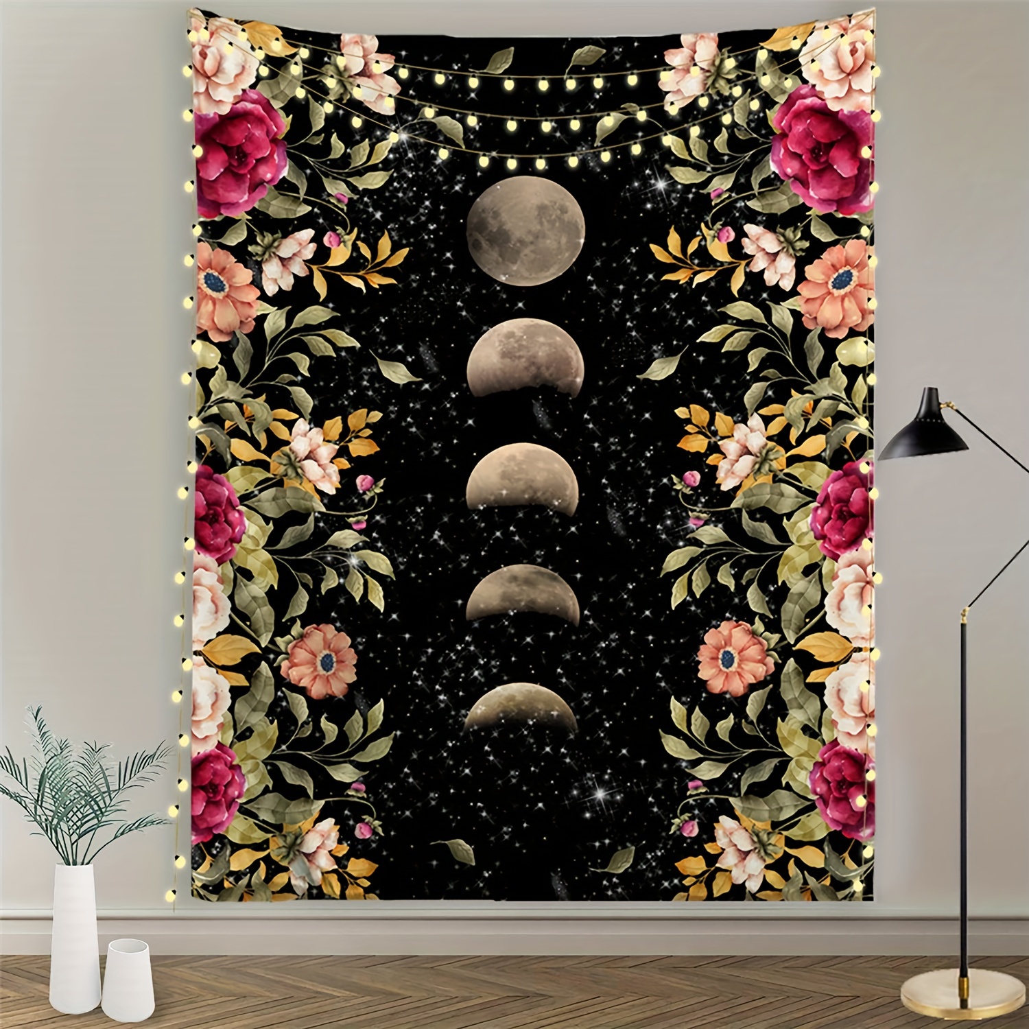 Fantasy Eclipse Tapestry - Polyester Wall Hanging With Moon Phases And ...