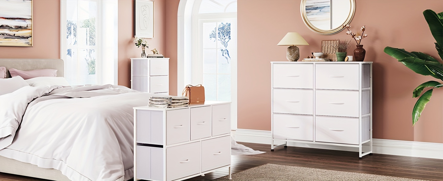 Wlive Fabric Dresser Bedroom 6 Drawer Double Dresser Storage - Temu
