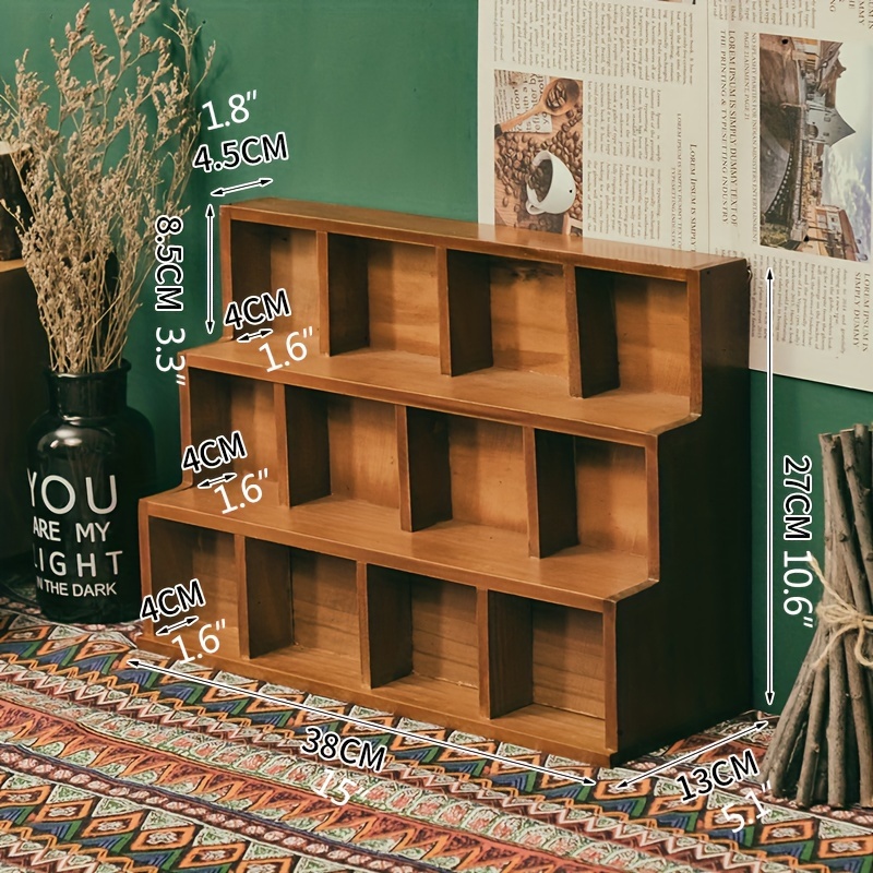 trapezoidal wooden desktop storage cabinet 12 compartments 9 - Temu