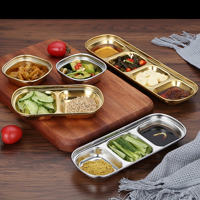 5-piece Stainless Steel Sauce Dish Set - Korean Bbq & Hot Pot Condiment ...