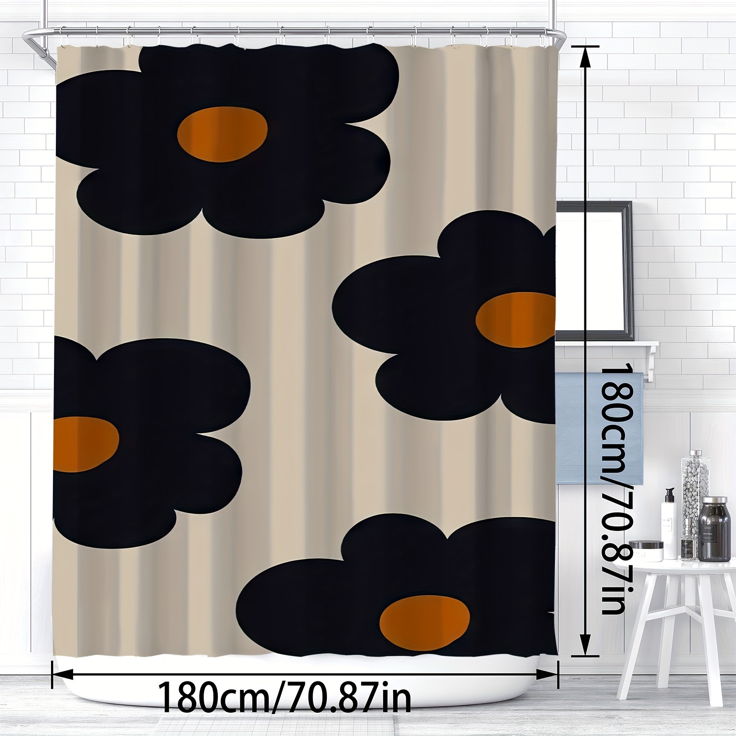 1 τμχ Κουρτίνα Ντους με Σχέδιο Κινούμενων Σχεδίων Λουλουδιών - Temu Cyprus