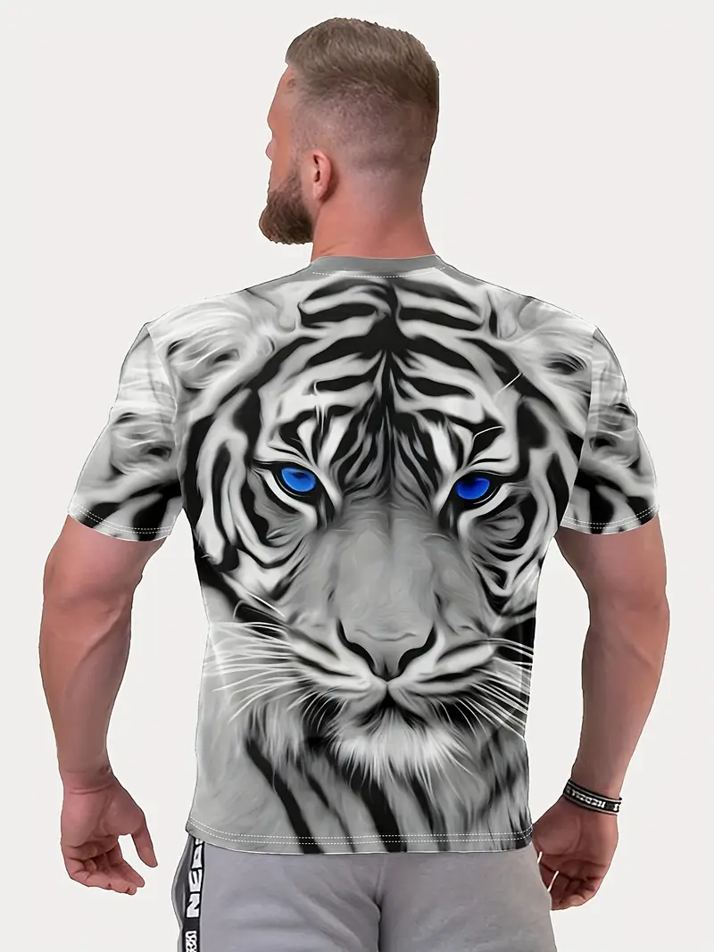 Plus Size Mens Tiger Print T Shirt Summer Temu United