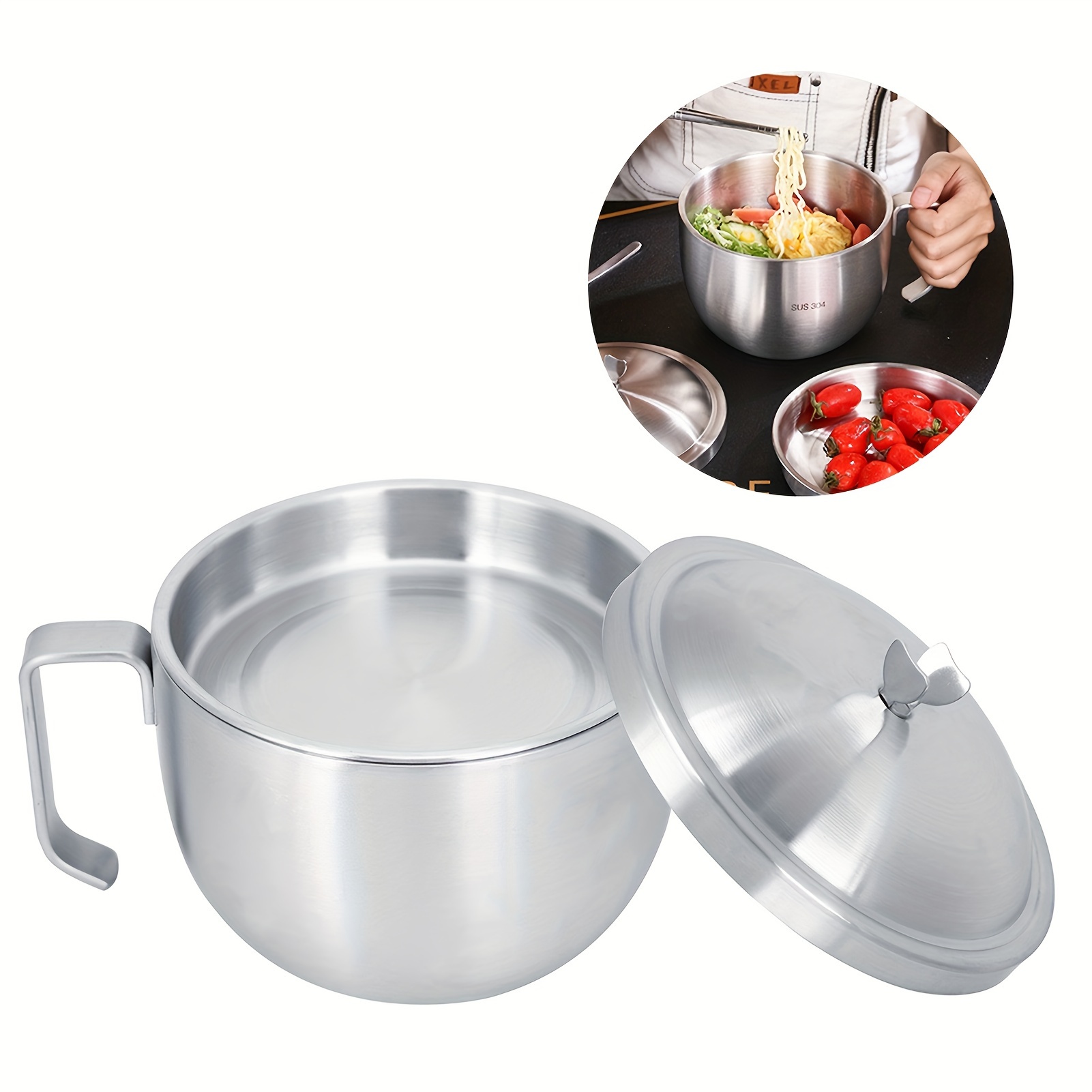 304 Stainless Steel Double layer Insulated Instant Noodle - Temu