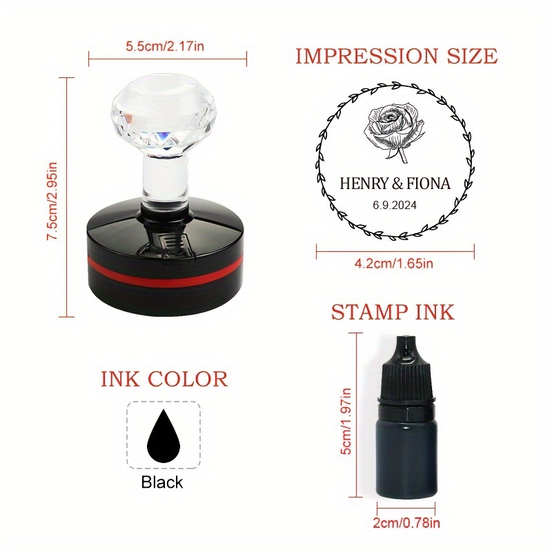 Deluxe Round Initial Stamp Custom Name Option Self inking - Temu Ireland