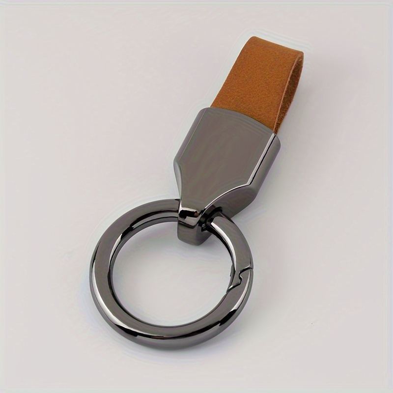 customized fashion trend matte leather car keychain short light luxury ...