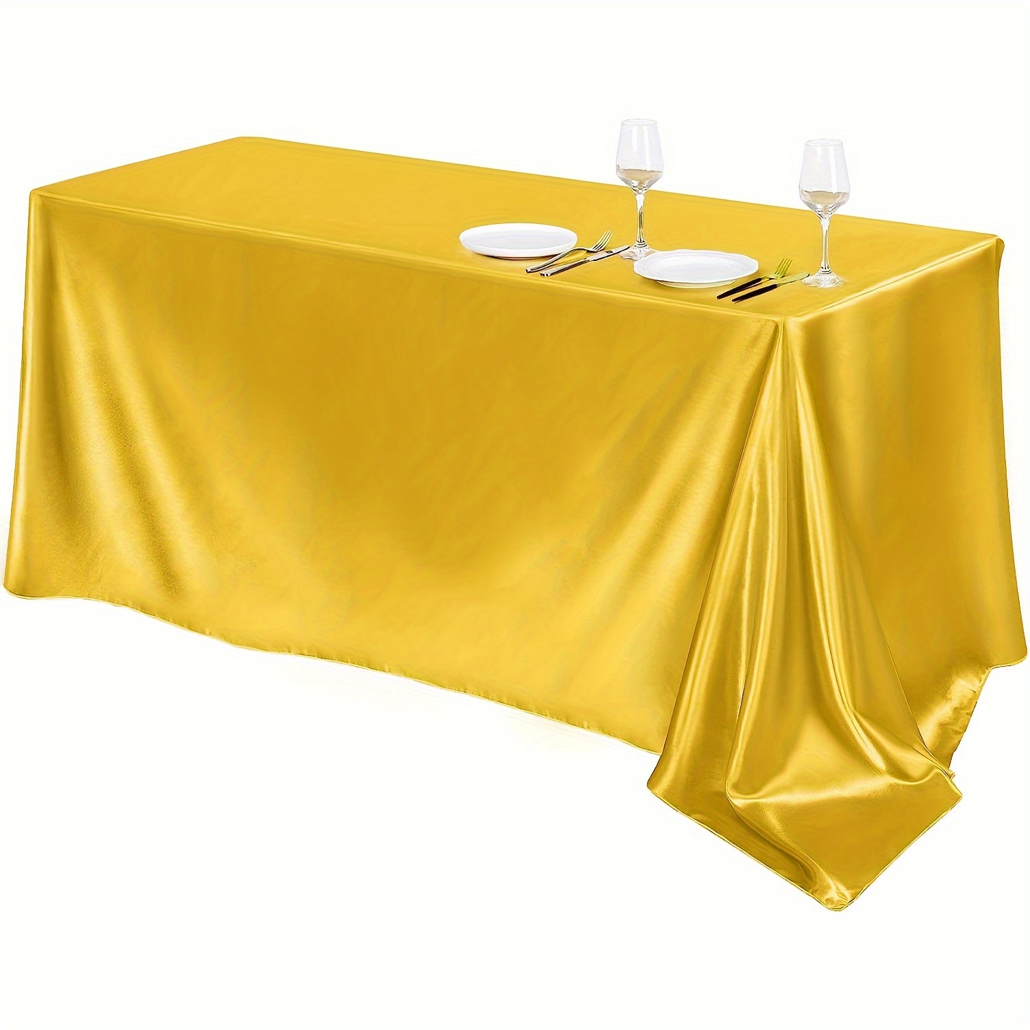 1pc polyester tablecloth silk satin solid color fabric table - Temu Kuwait