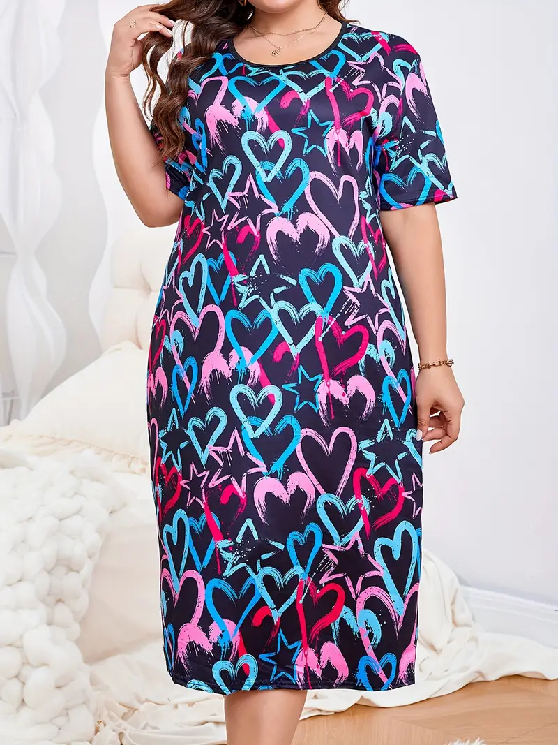 Casual Sleep Dress Women s Valentine s Day Plus Size Heart - Temu Casual Sleep Dress Women s Valentine s Day Plus Size Heart - Temu