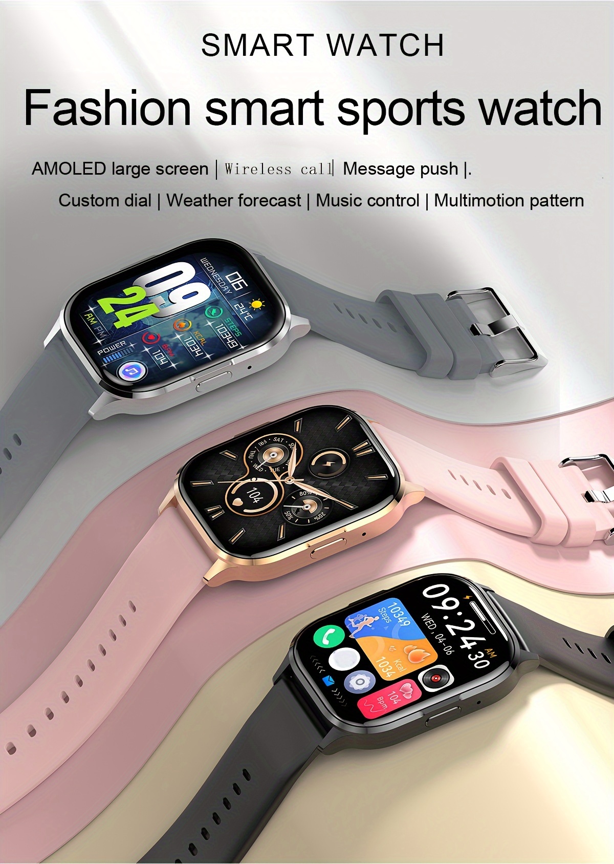2024 New Amoled Screen Smartwatch Always Show Time Wireless - Temu Kuwait