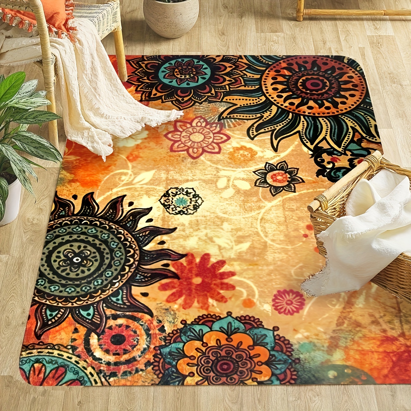 Embellish Rooms Boho Retro Style Area Rug Machine Washable - Temu Australia