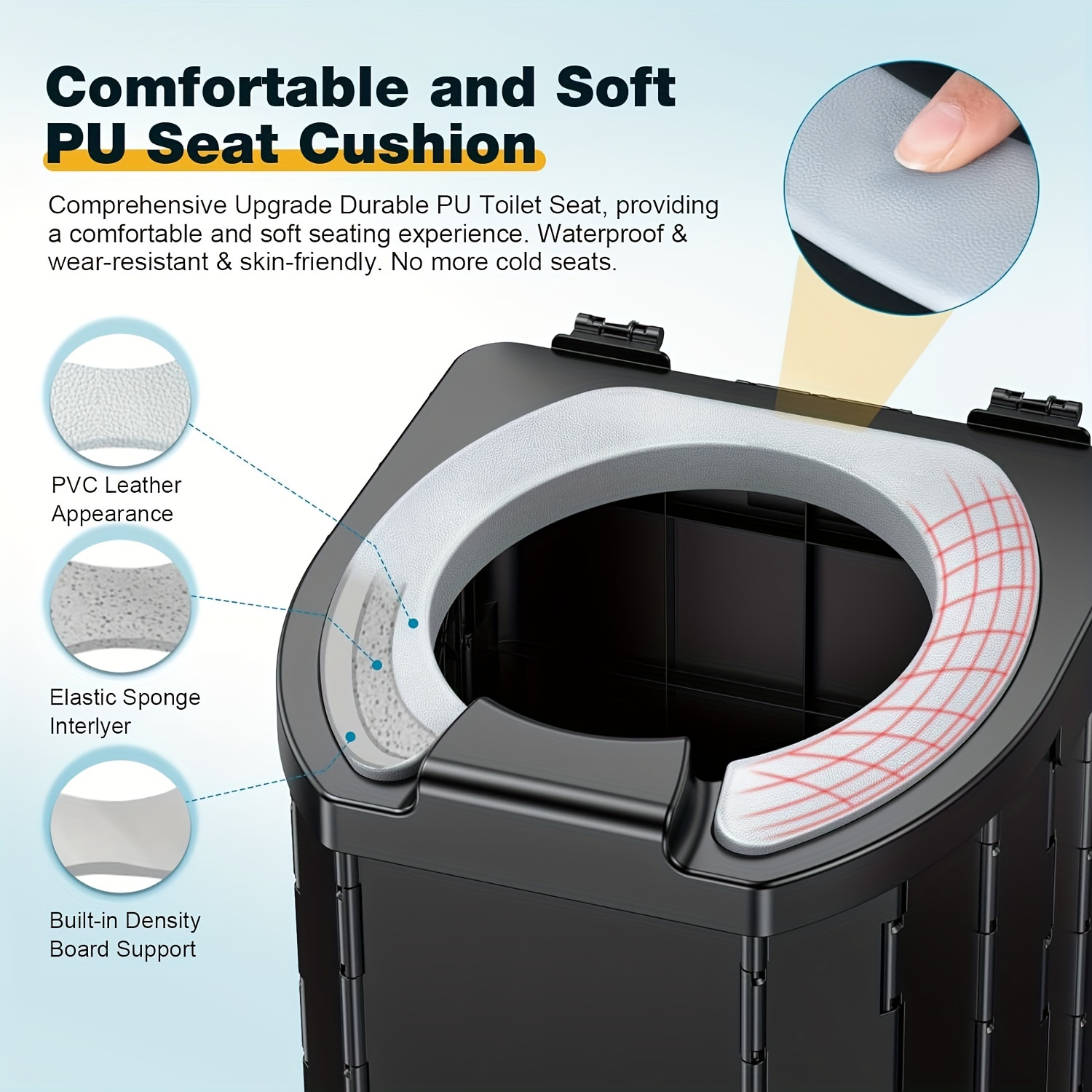 portable folding toilet pu seat cushion portable toilet lid Temu Canada