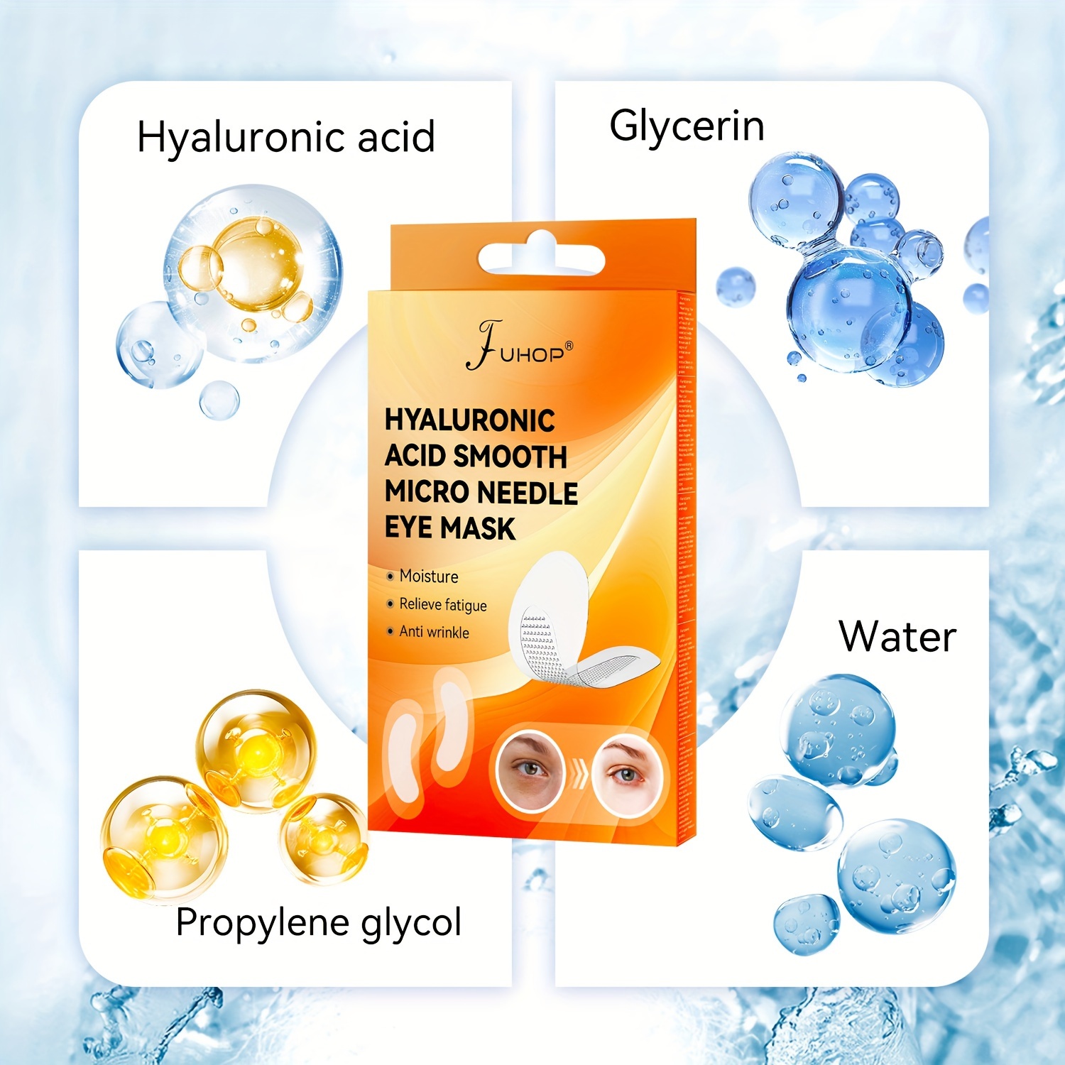 Hyaluronic Acid Microneedle Eye Masks - 1 Pair, Alcohol-free, For All ...
