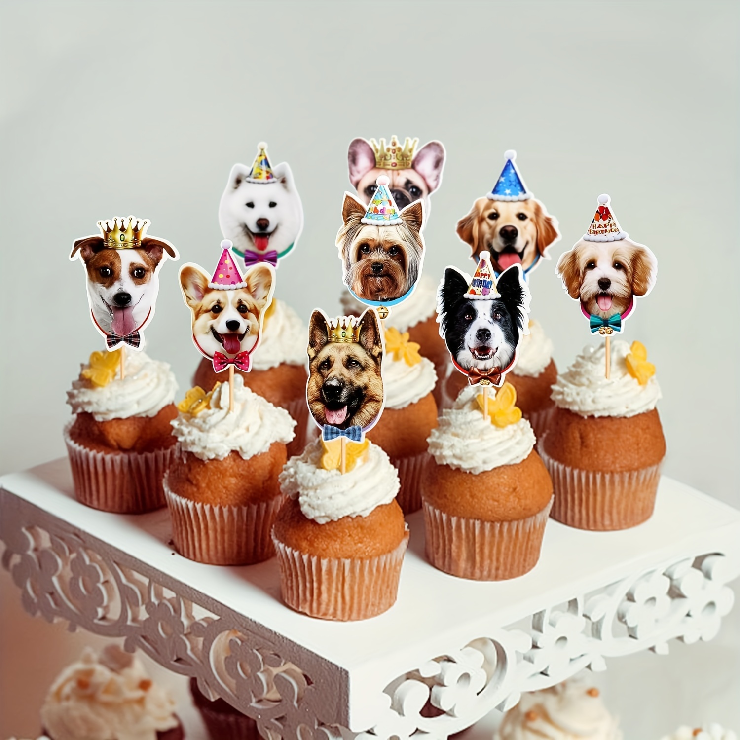 Pet themed Cupcake Toppers Set Cartoon Dog Cat Designs - Temu
