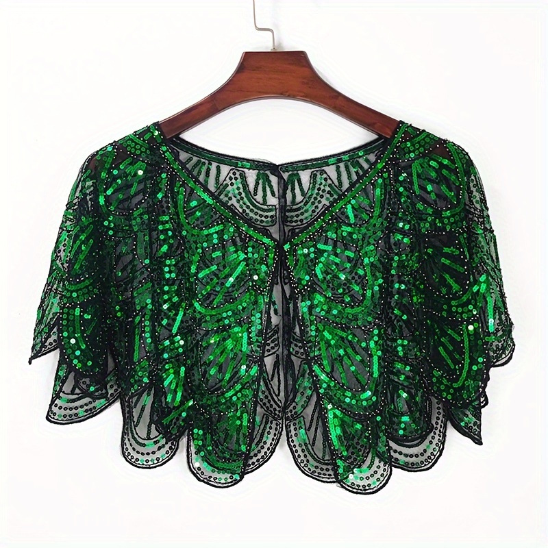 Women's Elegant Sequin Flapper Shawl Summer Tulle Beaded - Temu