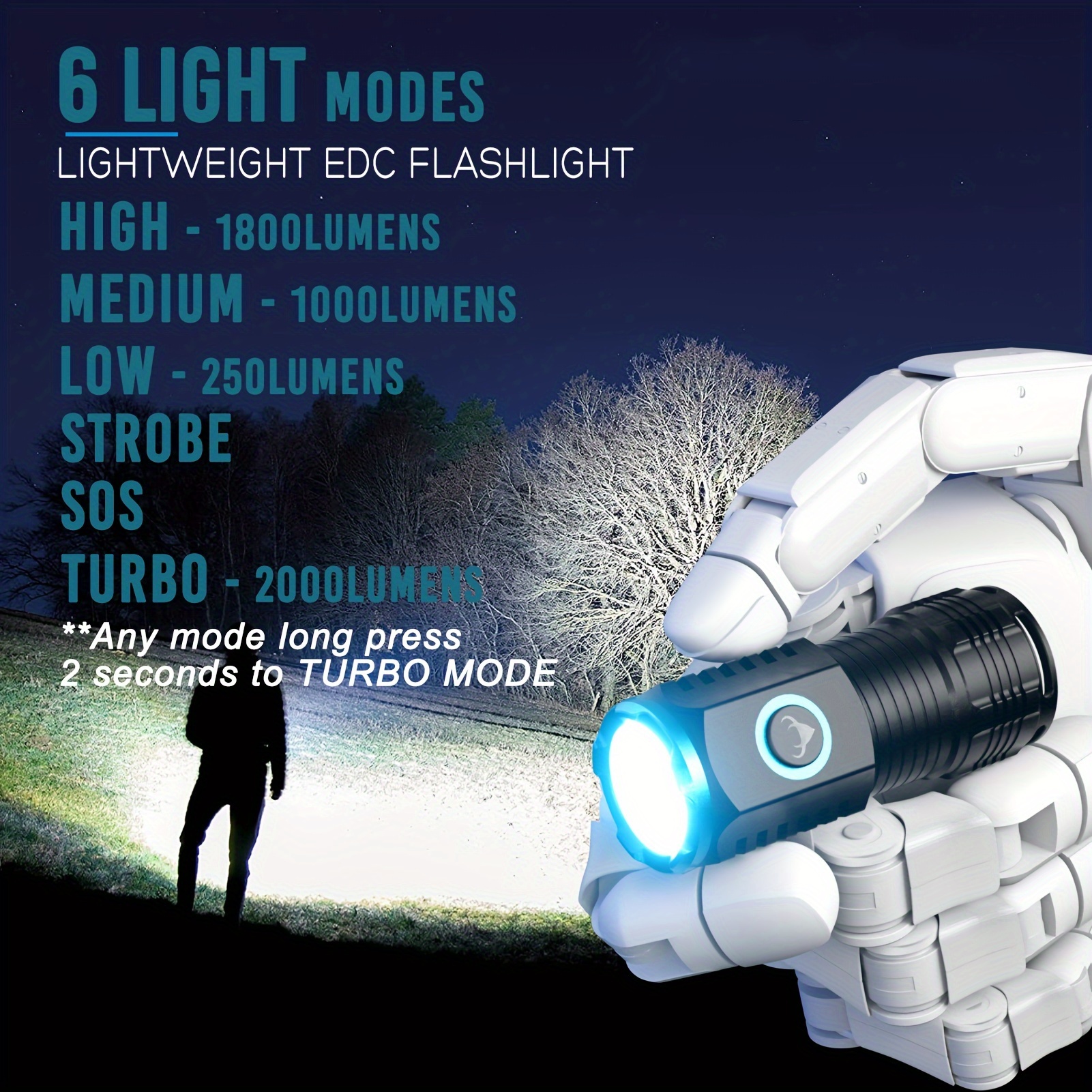 rechargeable flashlight 2000 bright powerful aluminium flashlights for ...